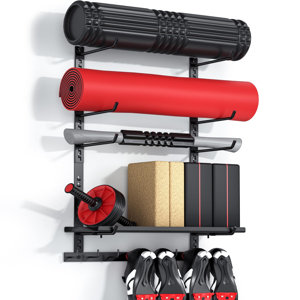 Arlmont & Co. Home Gym Storage Shelf, Yoga Mat Holder, Storage Rack ...