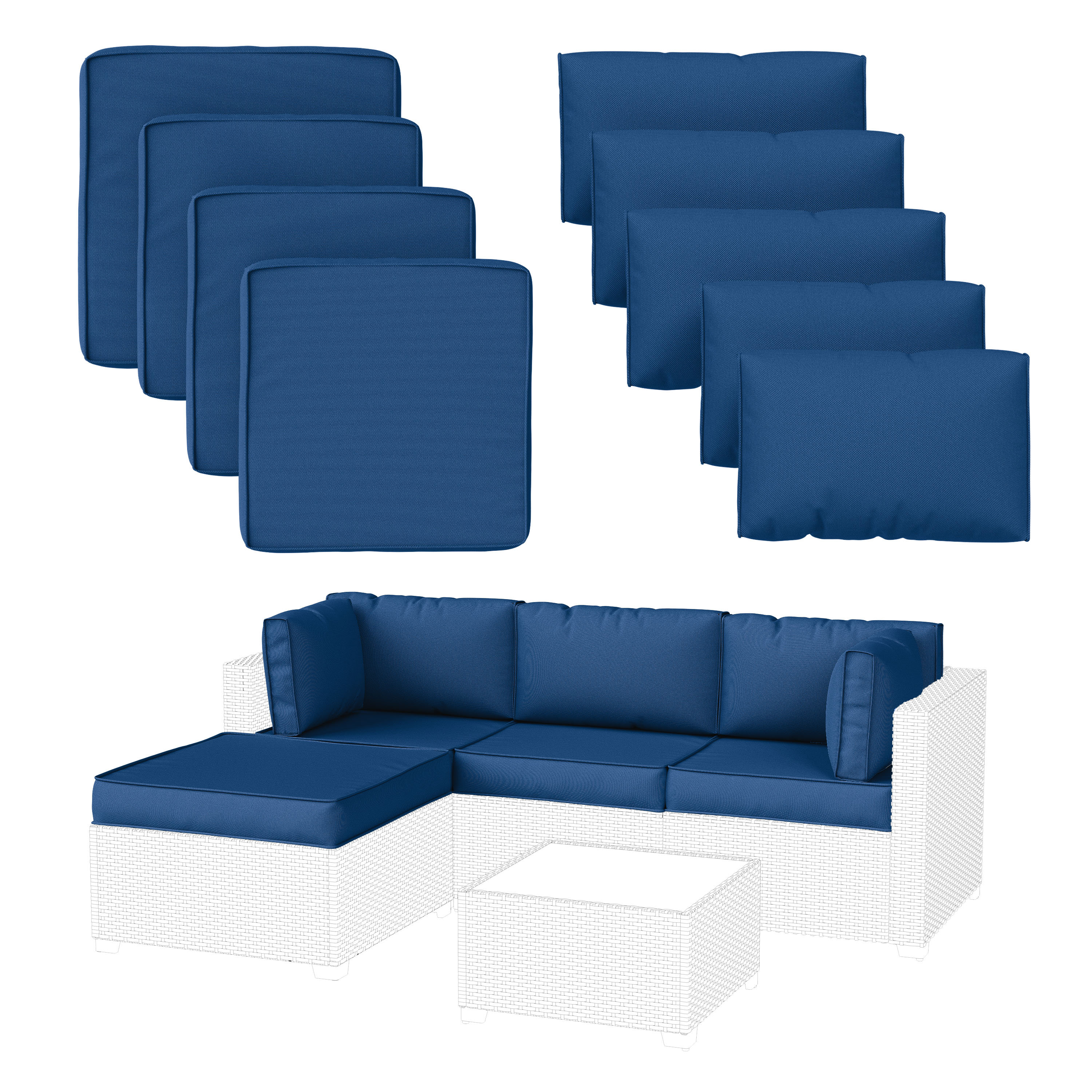 Ebern Designs Wynee 9Pcs Outdoor Cushions Patio Sectional Cushions ...