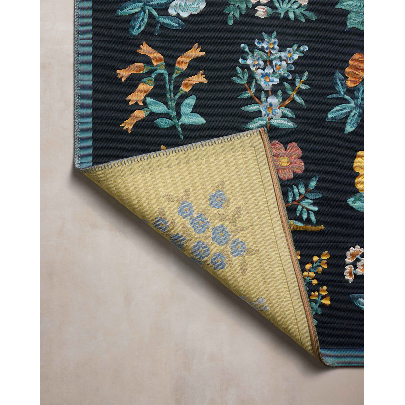 Rifle Paper Co. x Loloi Perennial Black / Navy Indoor / Outdoor Area ...