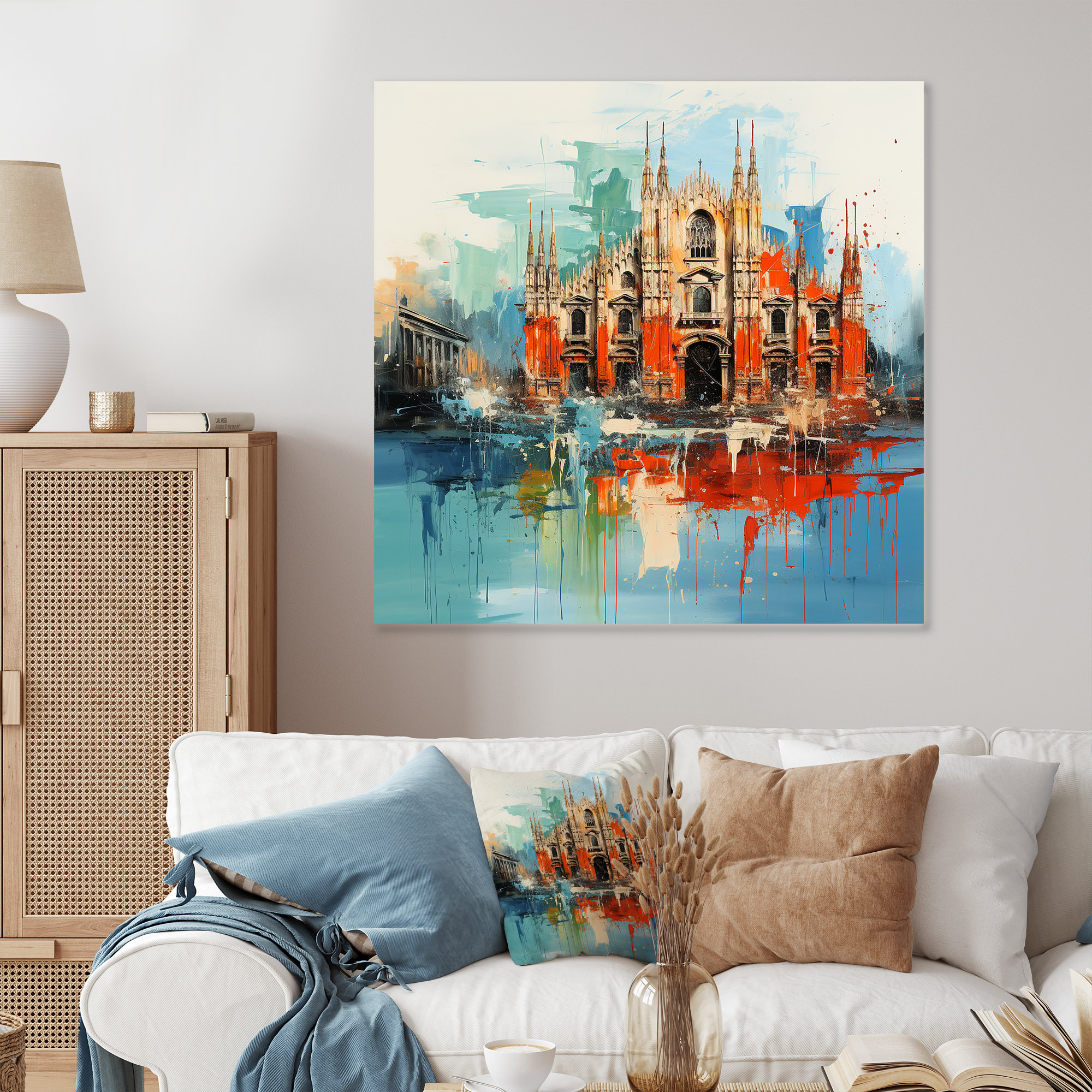 Ivy Bronx Milan Cityscape In Orange Blue - Milan Metal Wall Art ...