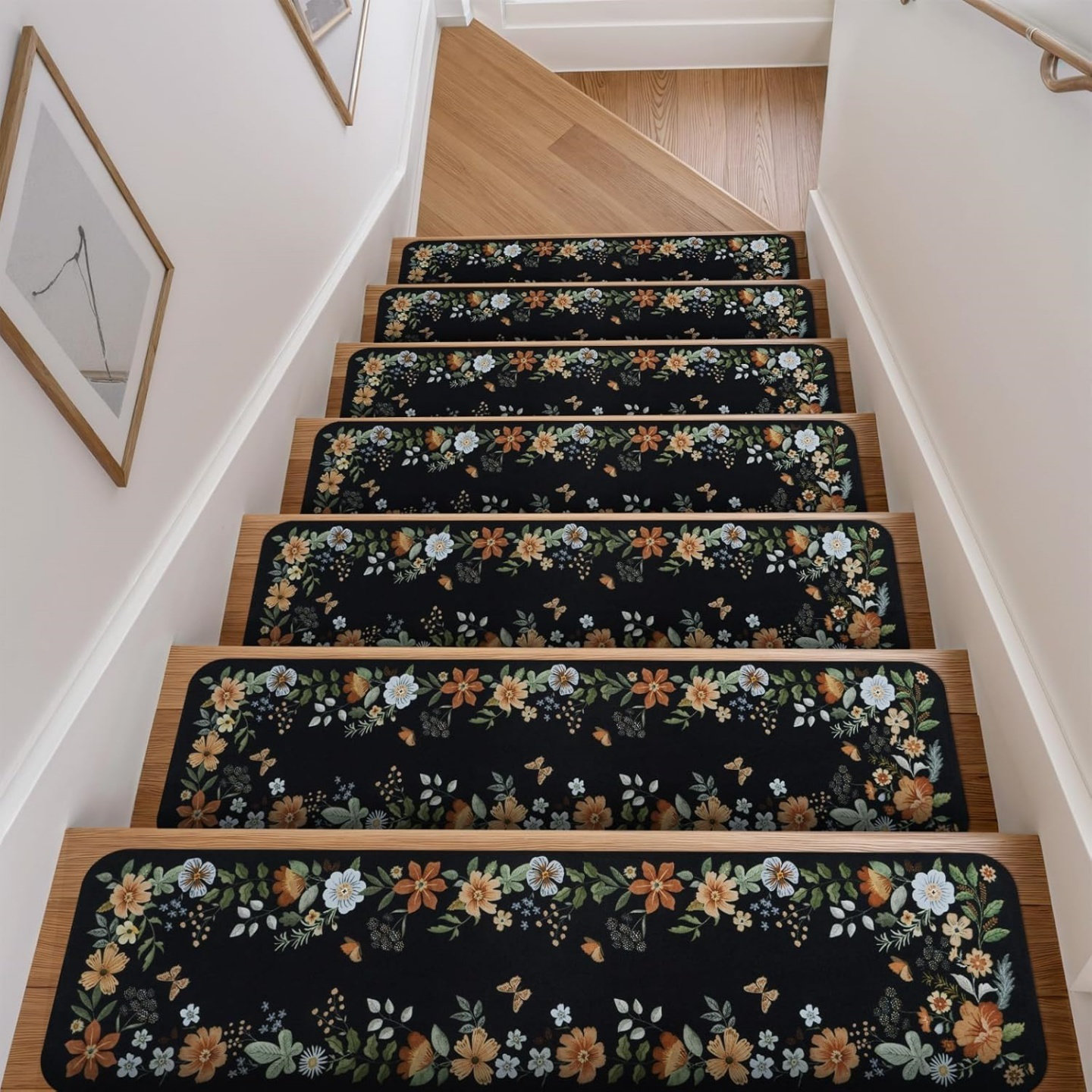 Red Barrel Studio® Floral Stair Treads Non-Slip Carpet Stair Treads ...