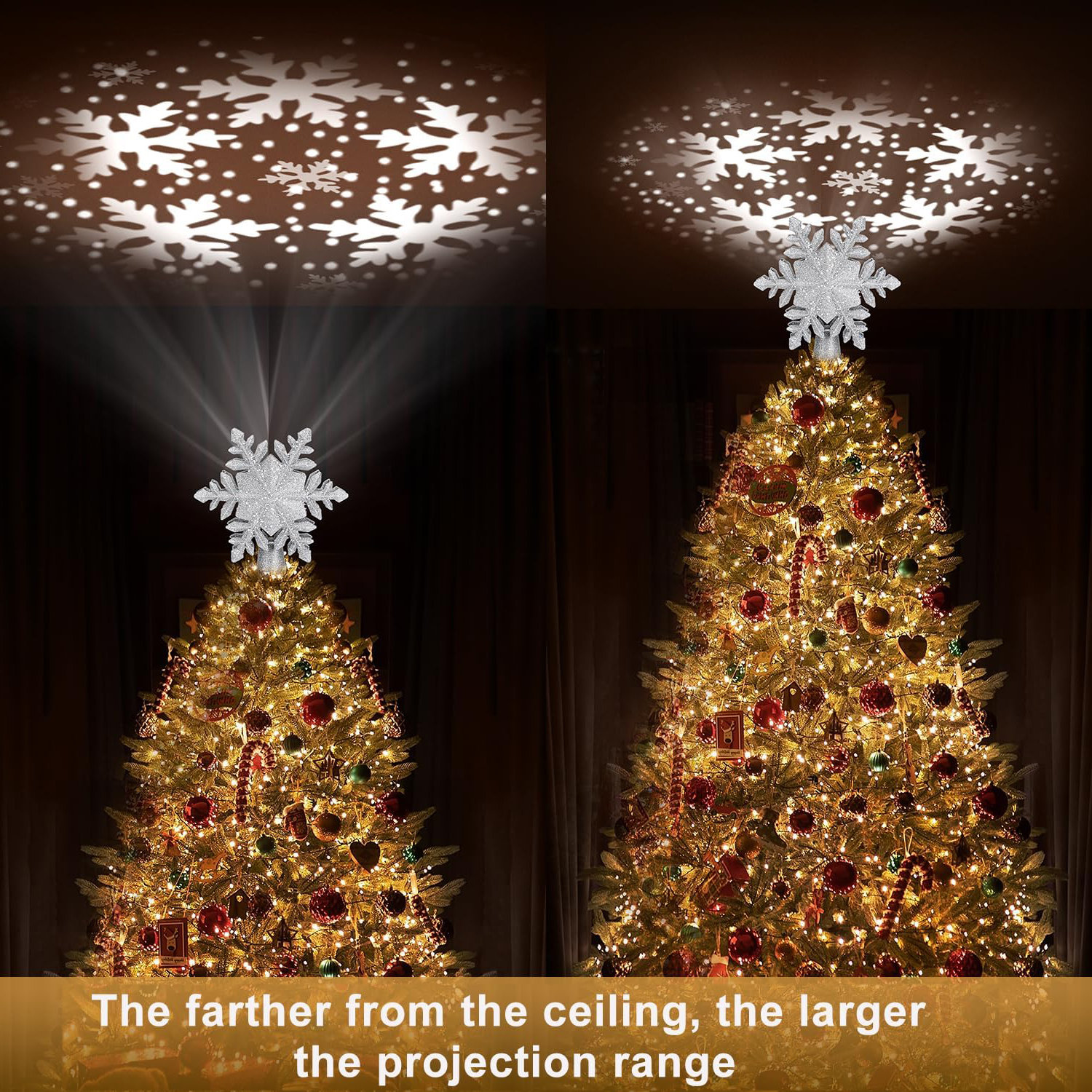 The Holiday Aisle® Christmas Star Tree Topper Built-in LED Rotating ...