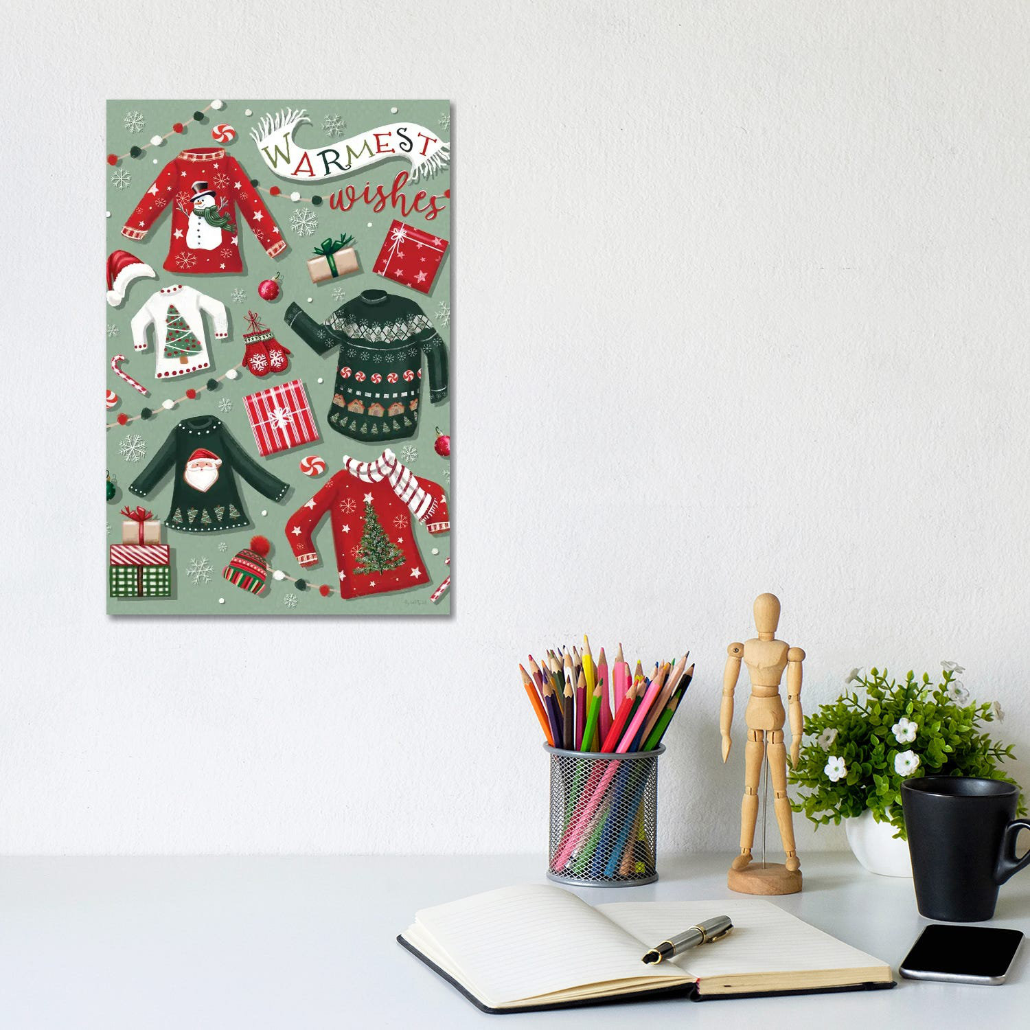 iCanvas Warmest Wishes Sweaters - Wall Art Print - Wrapped Canvas | Wayfair