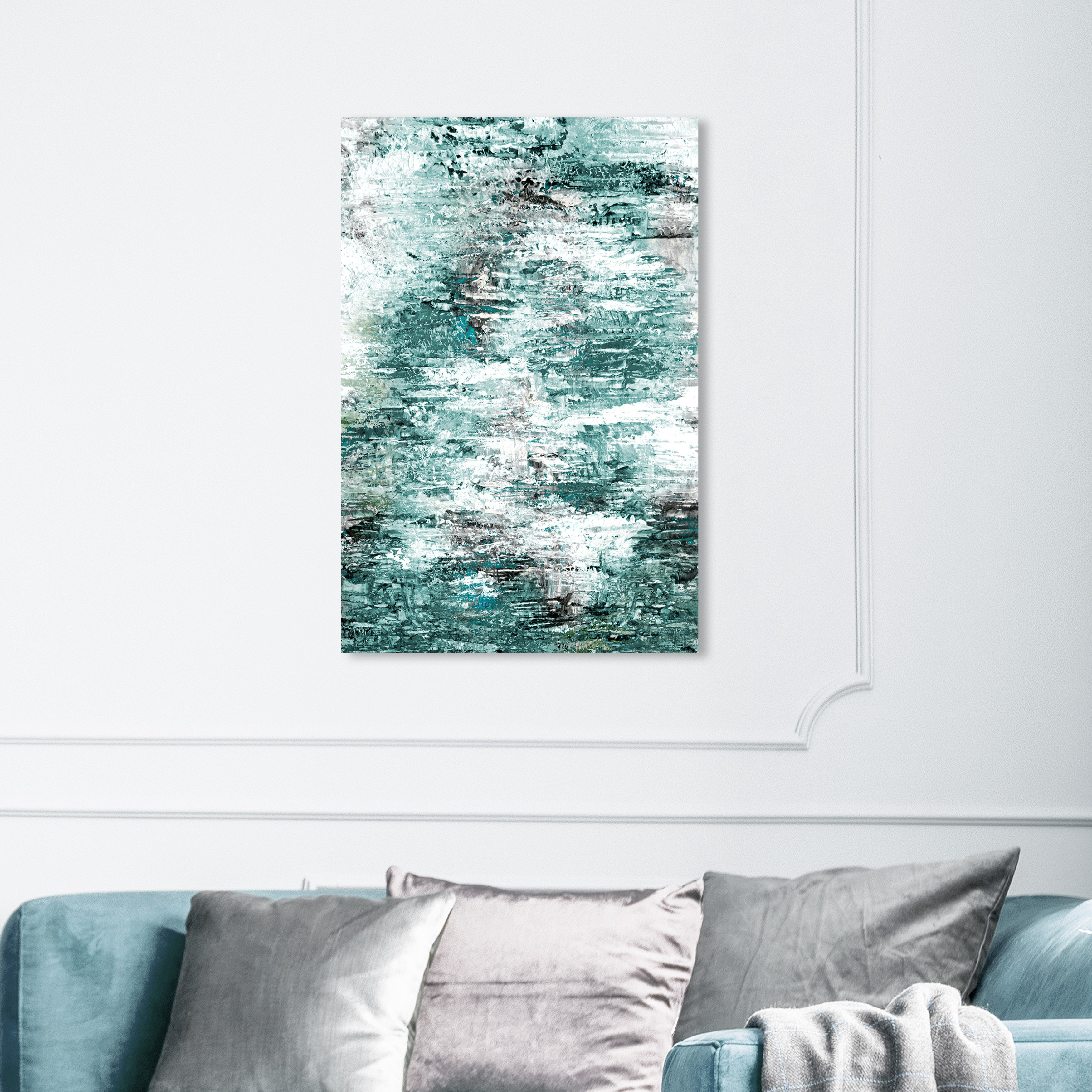 Art Remedy Abstract Aqua Cascade - Graphic Art on Canvas - Wayfair Canada
