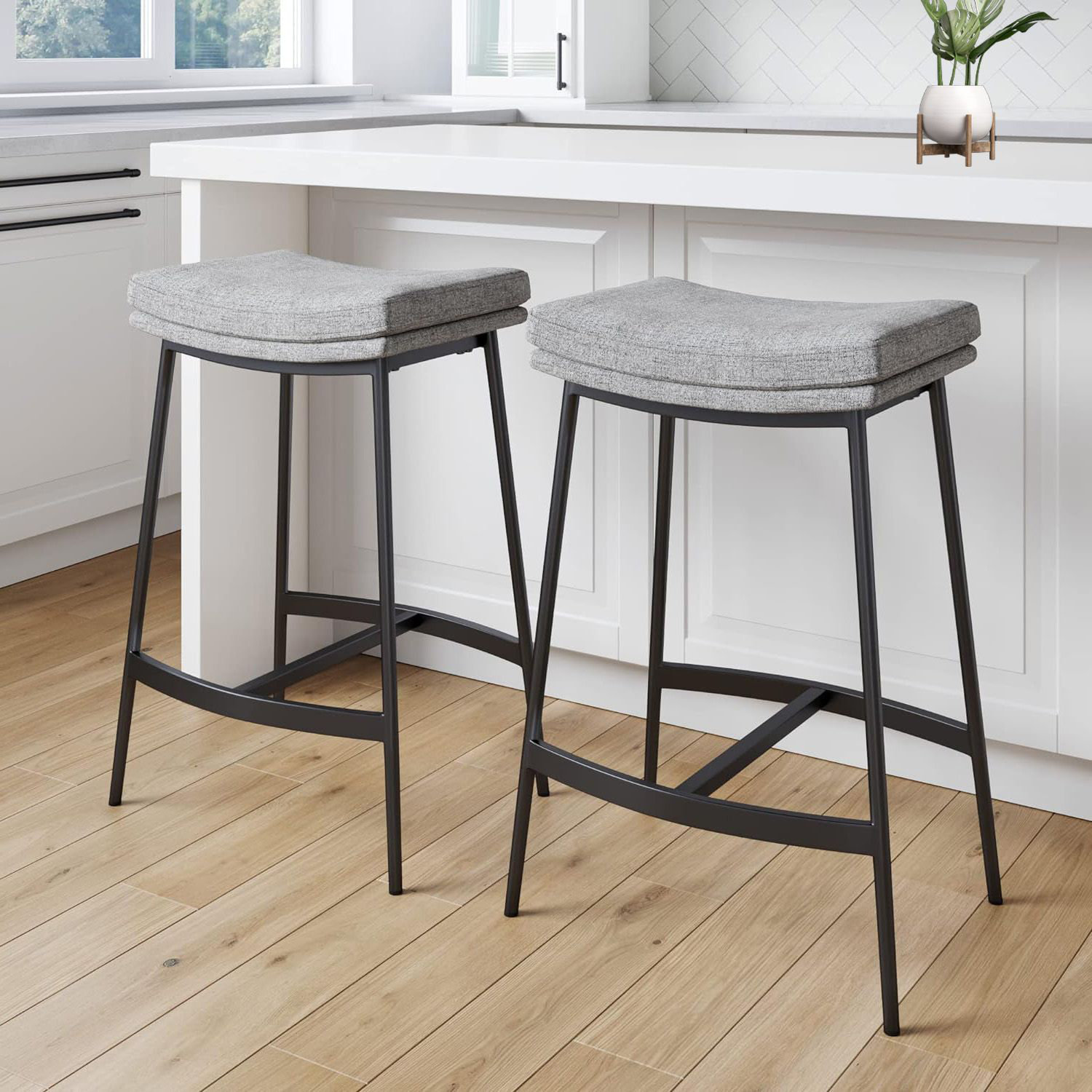 Hokku Designs Modern Backless Upholstered Kitchen Counter Bar Stool ...