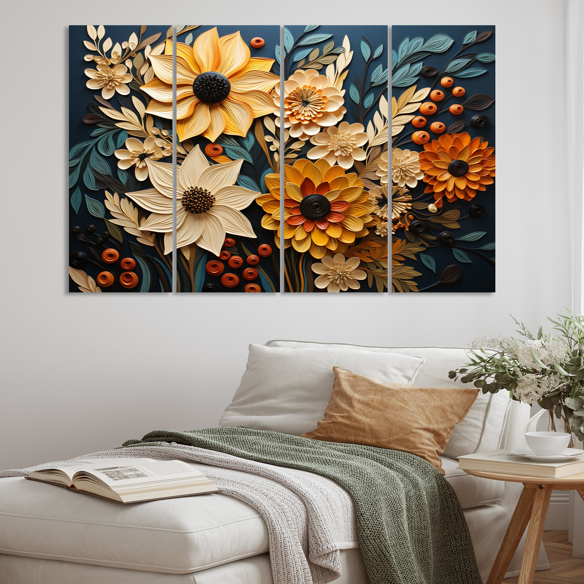 Winston Porter Abstract Sunflowers Symphony On Canvas 4 Pieces Set ...