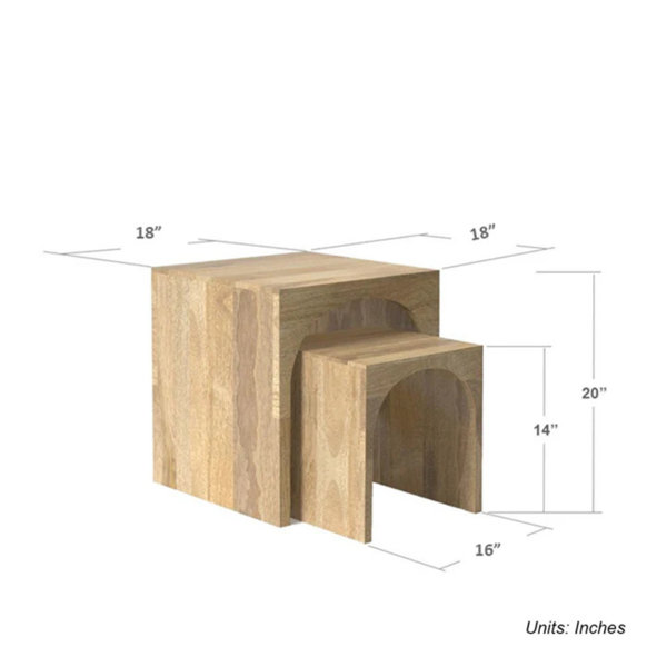 George Oliver Relso Arch Duo Solid Mango Wood Nesting Tables Set of 2 ...