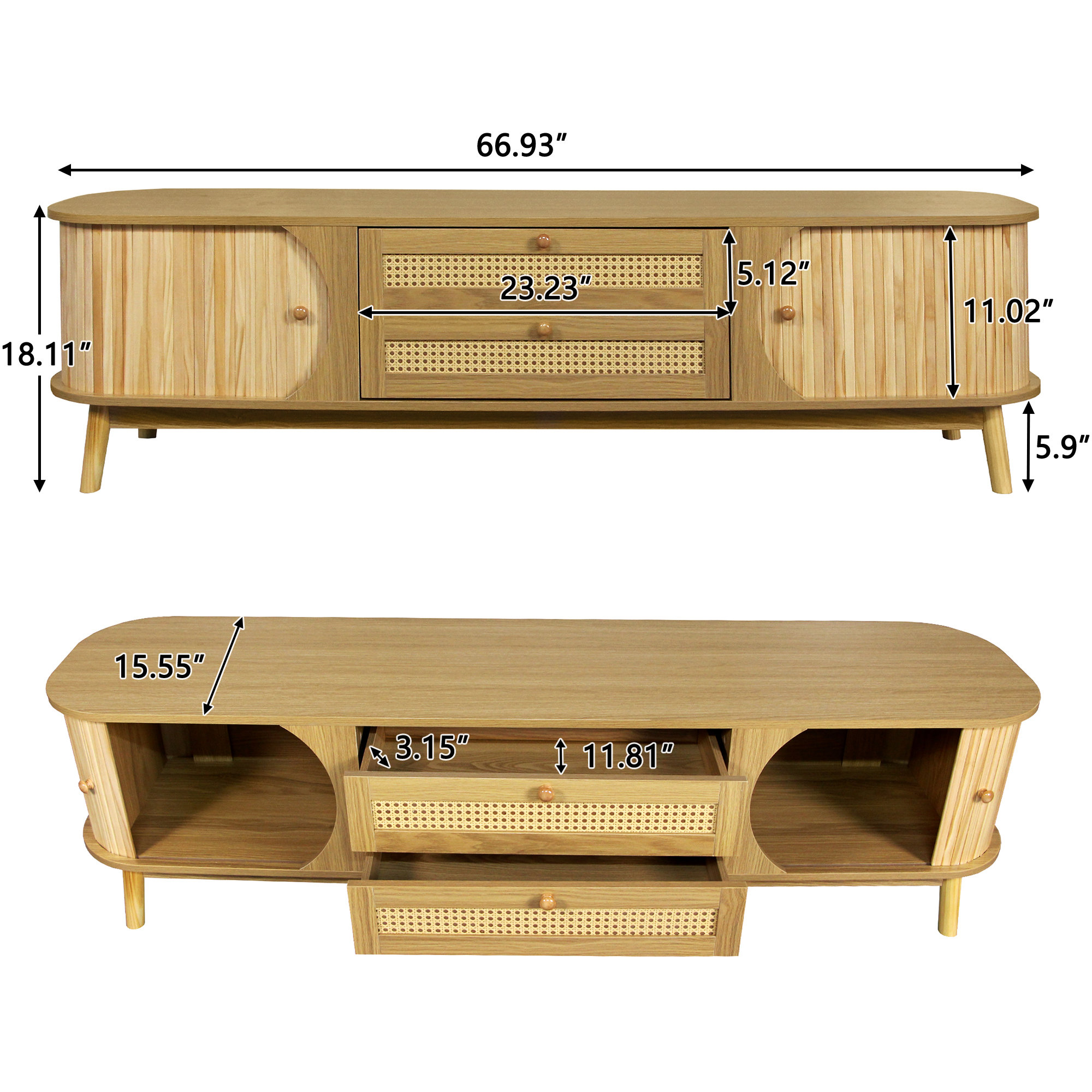 Bayou Breeze TV Stand with 2 Drawers, Media Console Table for TVs up to ...