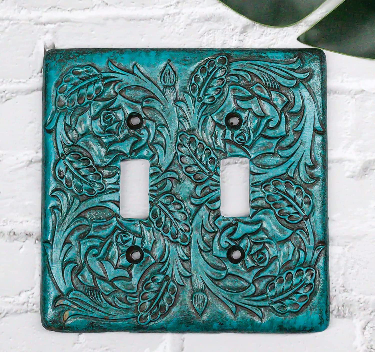 Charlton Home® Set Of 2 Western Tooled Floral Lace Turquoise Wall ...