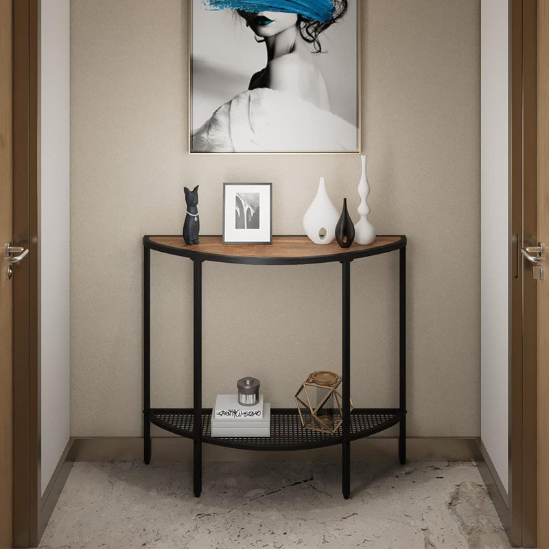 17 Stories Half Moon Console Table 2 Tier Narrow Entryway Table with ...
