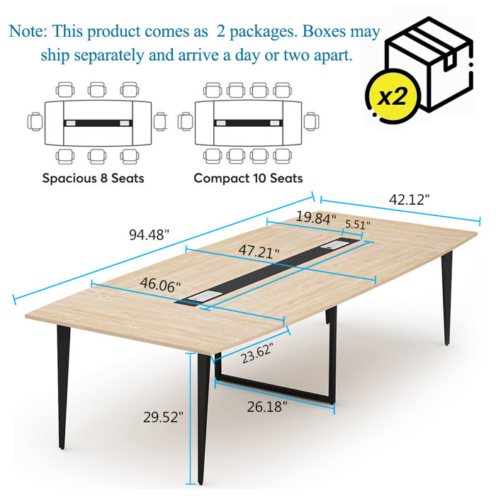 Inbox Zero Billey Rectangular Conference Table & Reviews | Wayfair