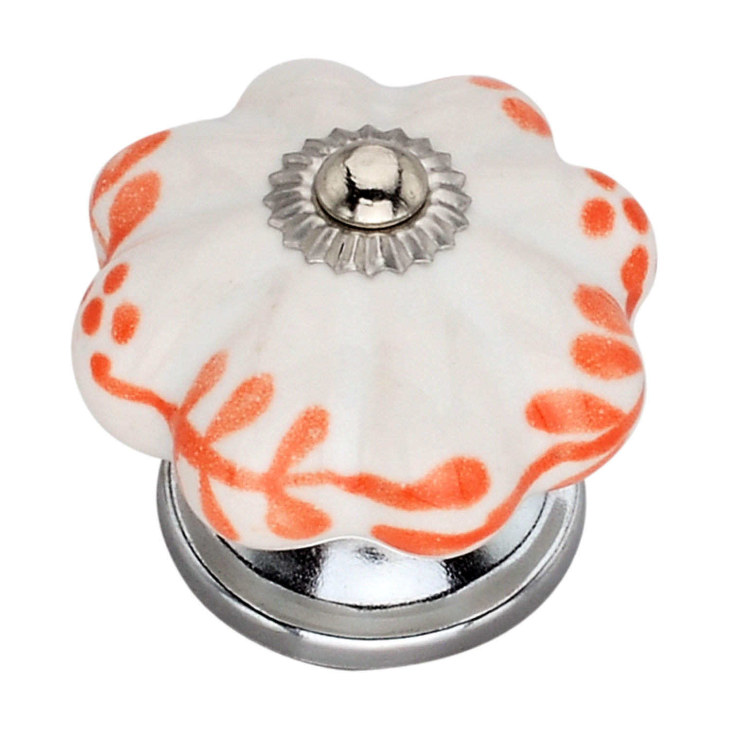 Mascot Hardware Red and White Melon Ceramic Faceted Octagonal Dresser ...