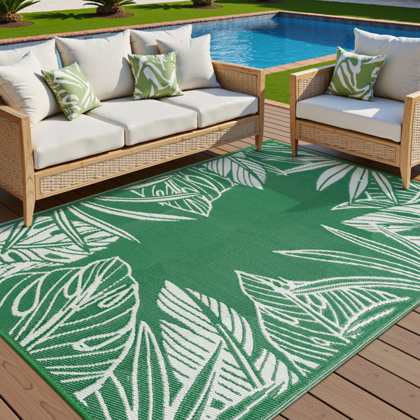 Highland Dunes Tapis extérieur tressé à motif floral Ellie - Wayfair Canada