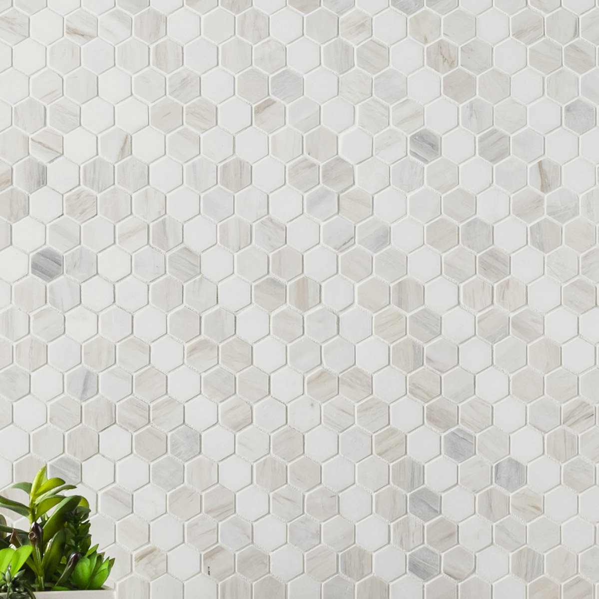 Ackland Angora Sazi 11" x 14" Polished Marble Mosaic Floor And Wall ...