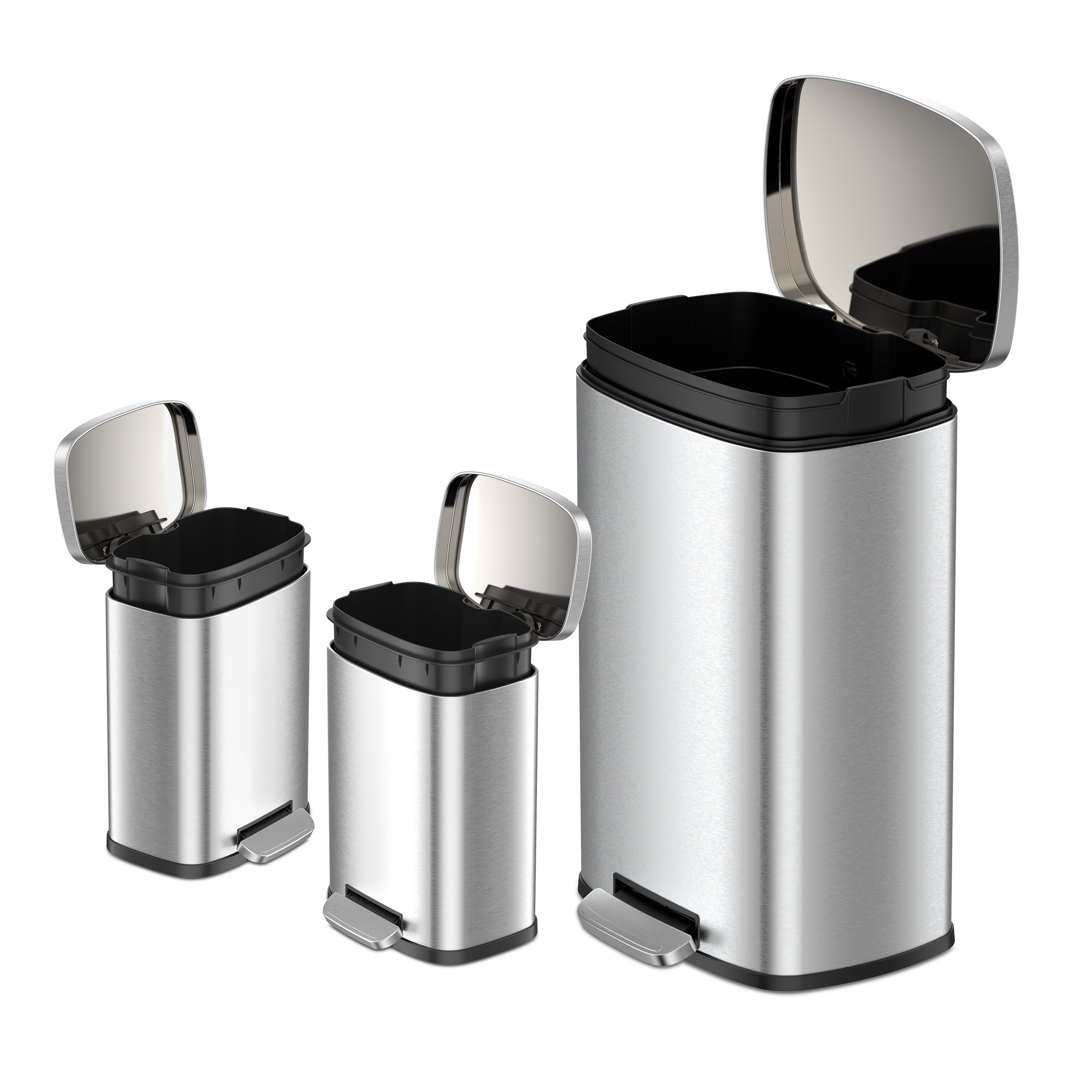 Qualiazero 3-Pack Step On Trash Can Set & Reviews | Wayfair