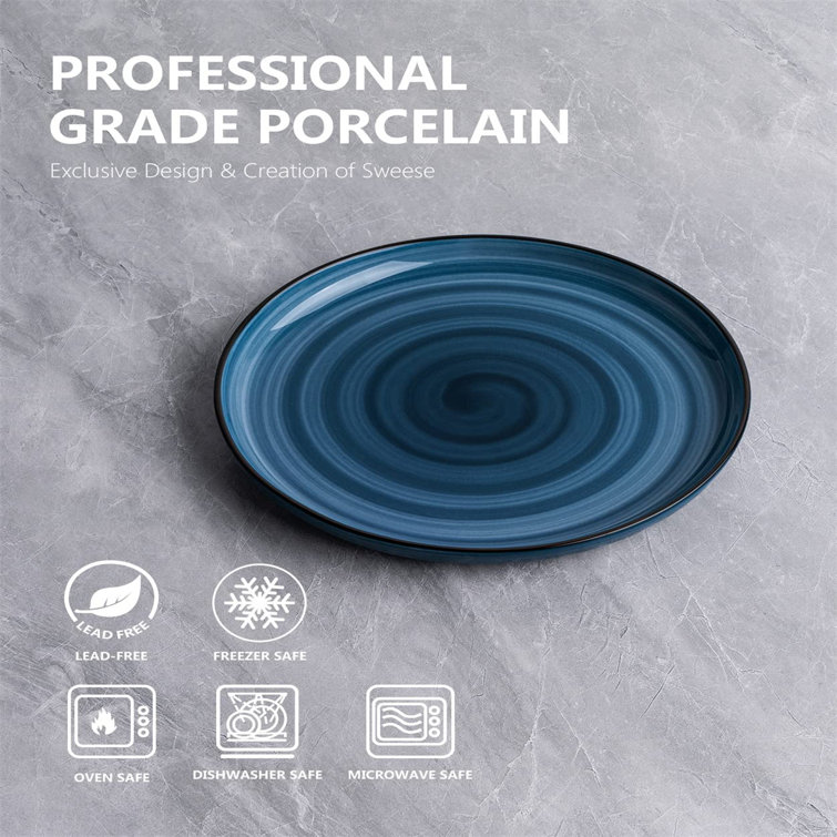 Orren Ellis Porcelain Round Dinner Plates Set Of 6, 10 Inch Ceramic ...
