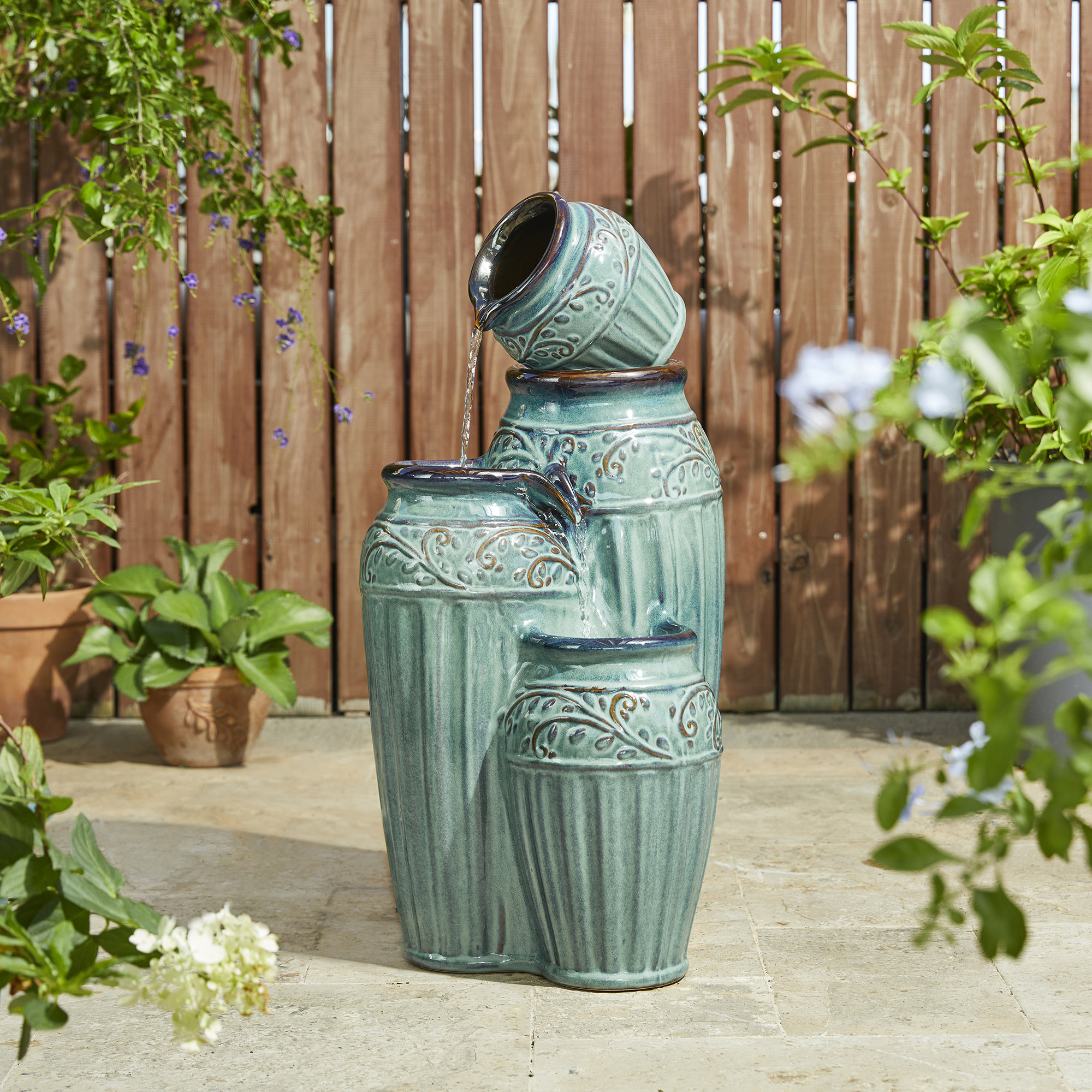 Kelly Clarkson Home Sondra 3 Tier Embossed Pattern Ceramic Pots ...