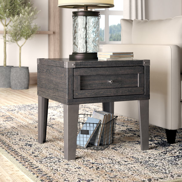 Millwood Pines Aadil End Table with Storage and Built-In Outlets ...