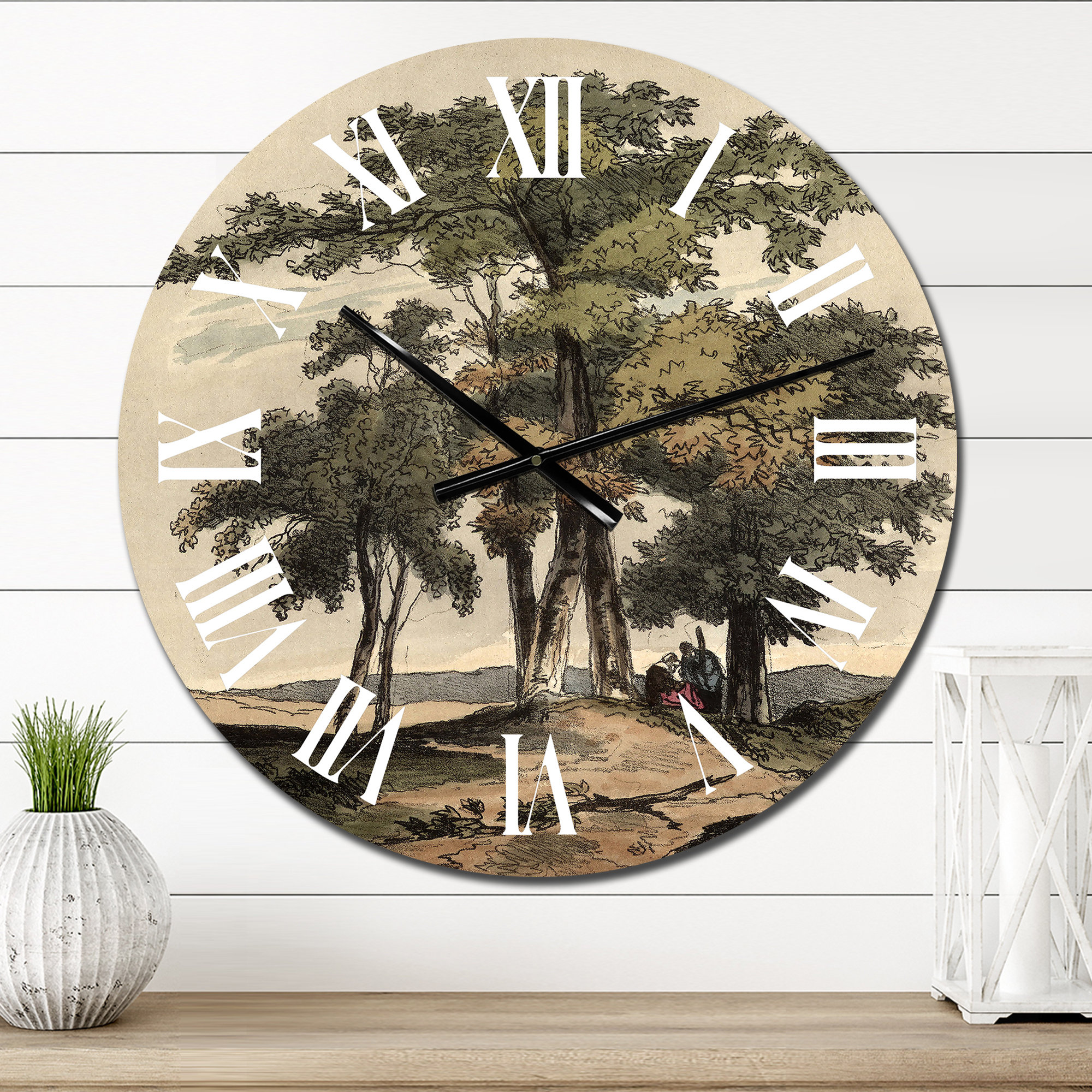 East Urban Home Vintage Images of Old Trees I - Traditional Wall Clock ...