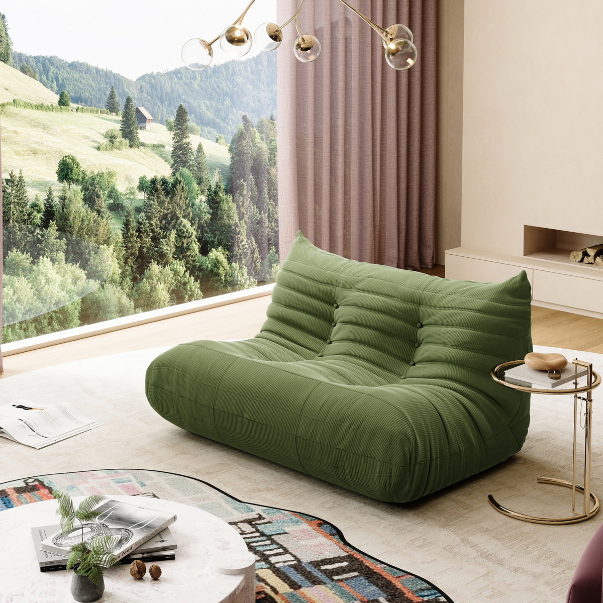 Trule Abbie 51.5'' Loveseat Sofa Lazy Sofa Bean Bag Sofa Floor Chair ...