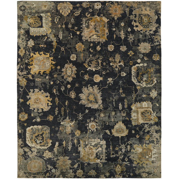 Madison Couture Rugs Darreyl Hand Knotted Wool Area Rug in Black | Perigold