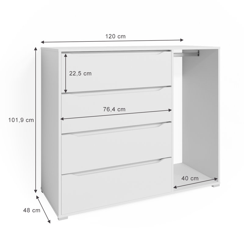 Brayden Studio Ambrette 4 Drawer Combi Chest | Wayfair.co.uk