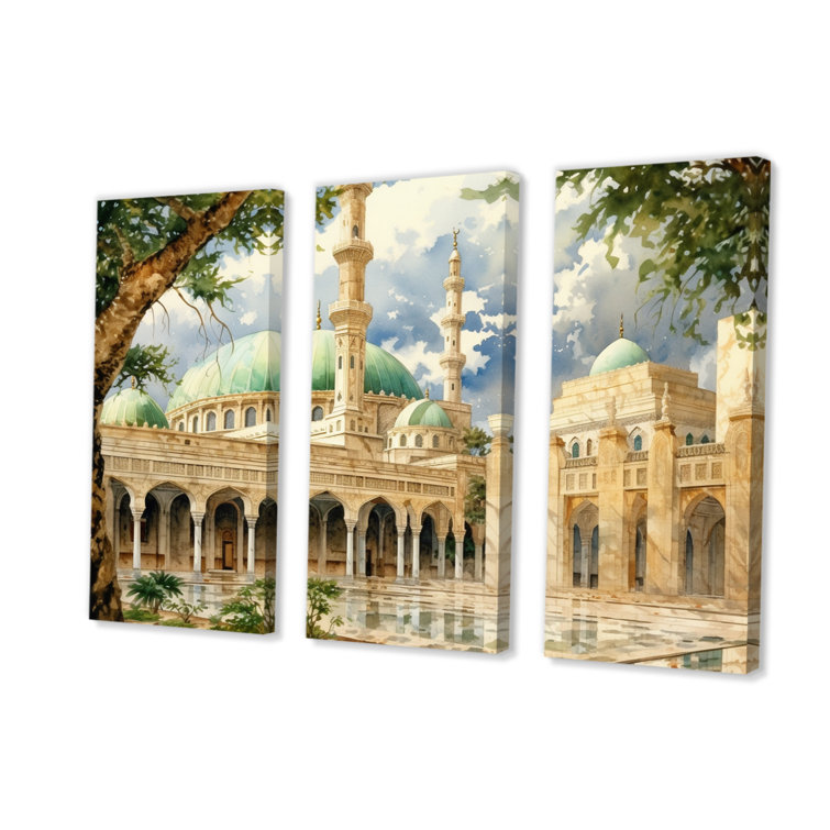 Charlton Home® The Prophets Mosque Religious I On Canvas 3 Pieces Print ...