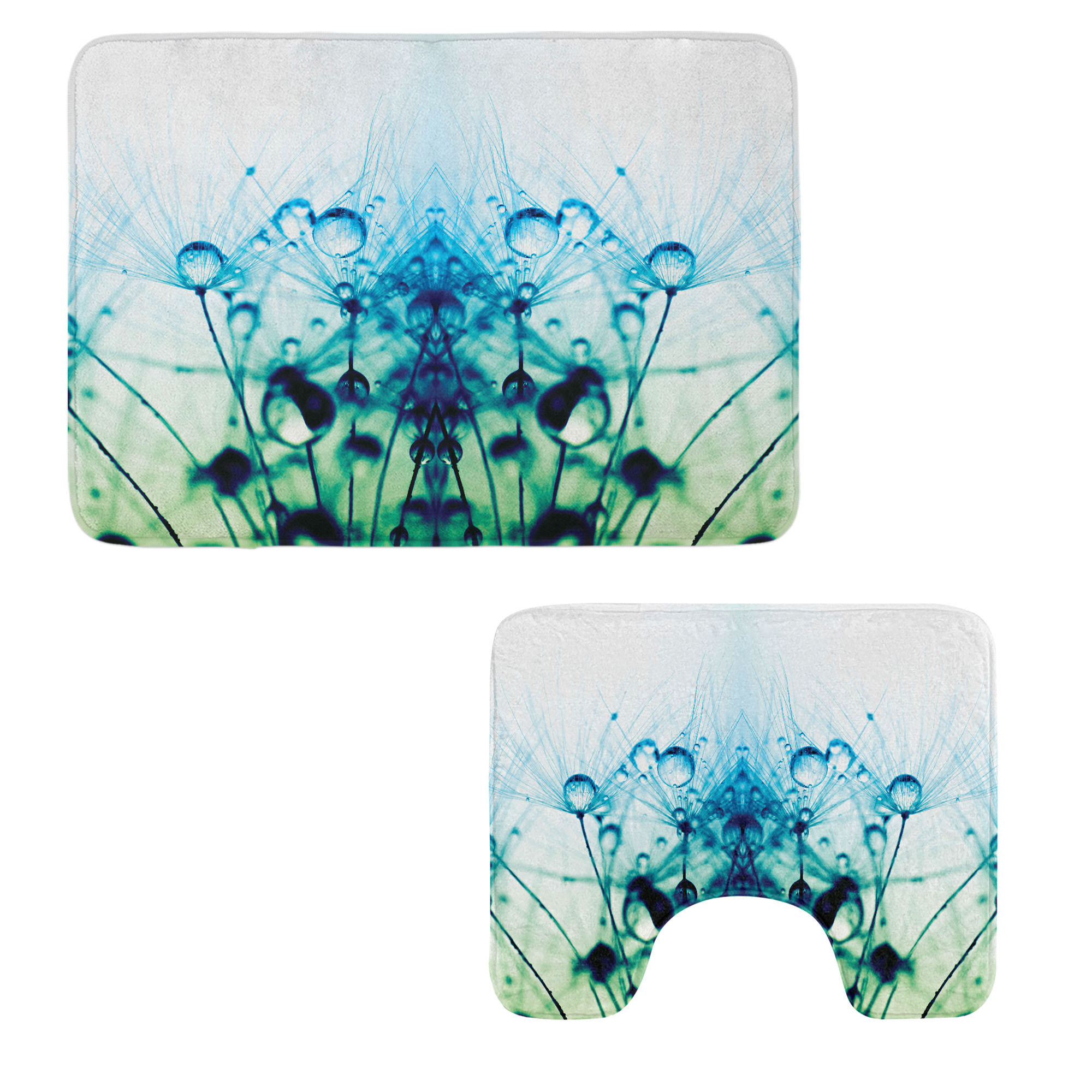 East Urban Home Aqua Bathroom Rug Set 2 Pieces Rectangle & Contour Mats ...