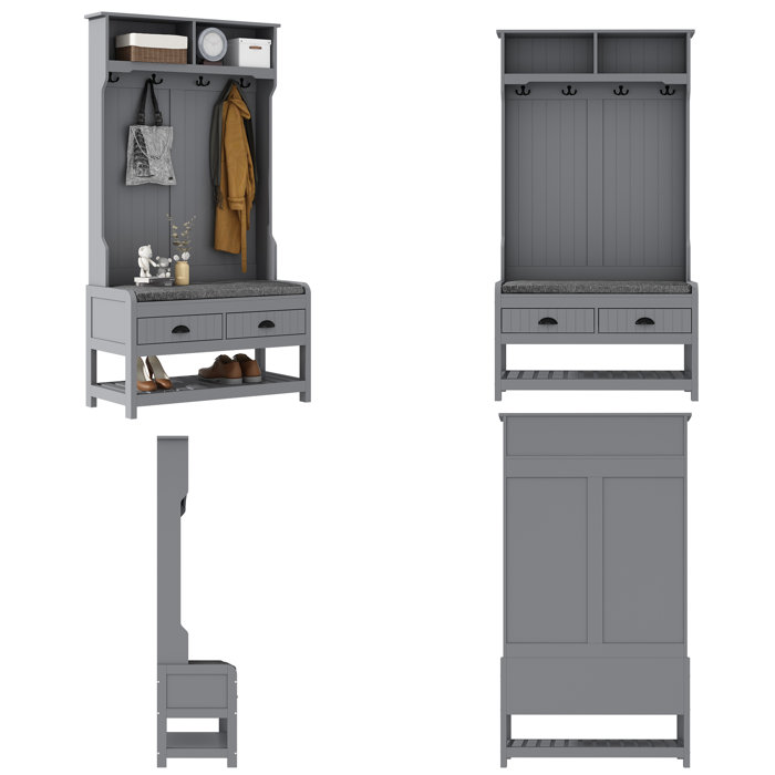 Red Barrel Studio® Modern Hall Tree with Bench and Shoe Storage ...