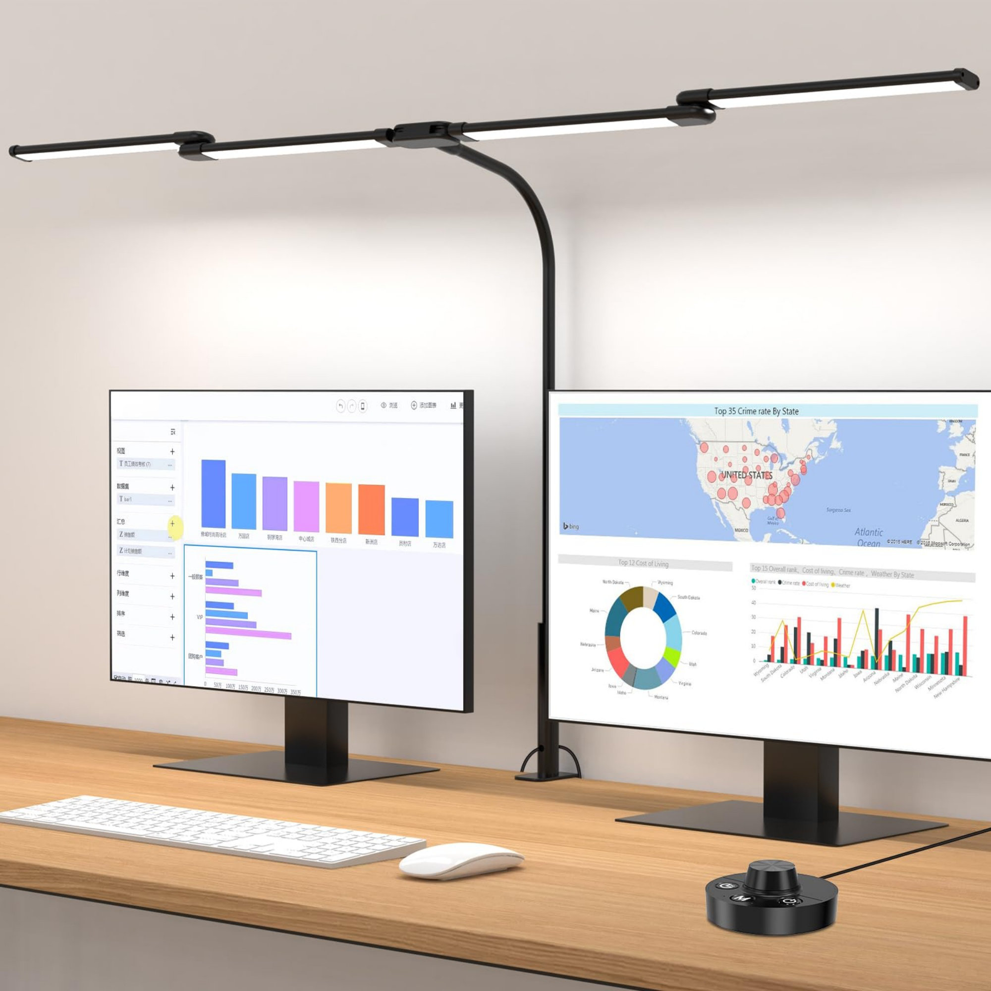 Ivy Bronx Desk Lamp For Home Office, 24W Flexible Gooseneck Black Table ...
