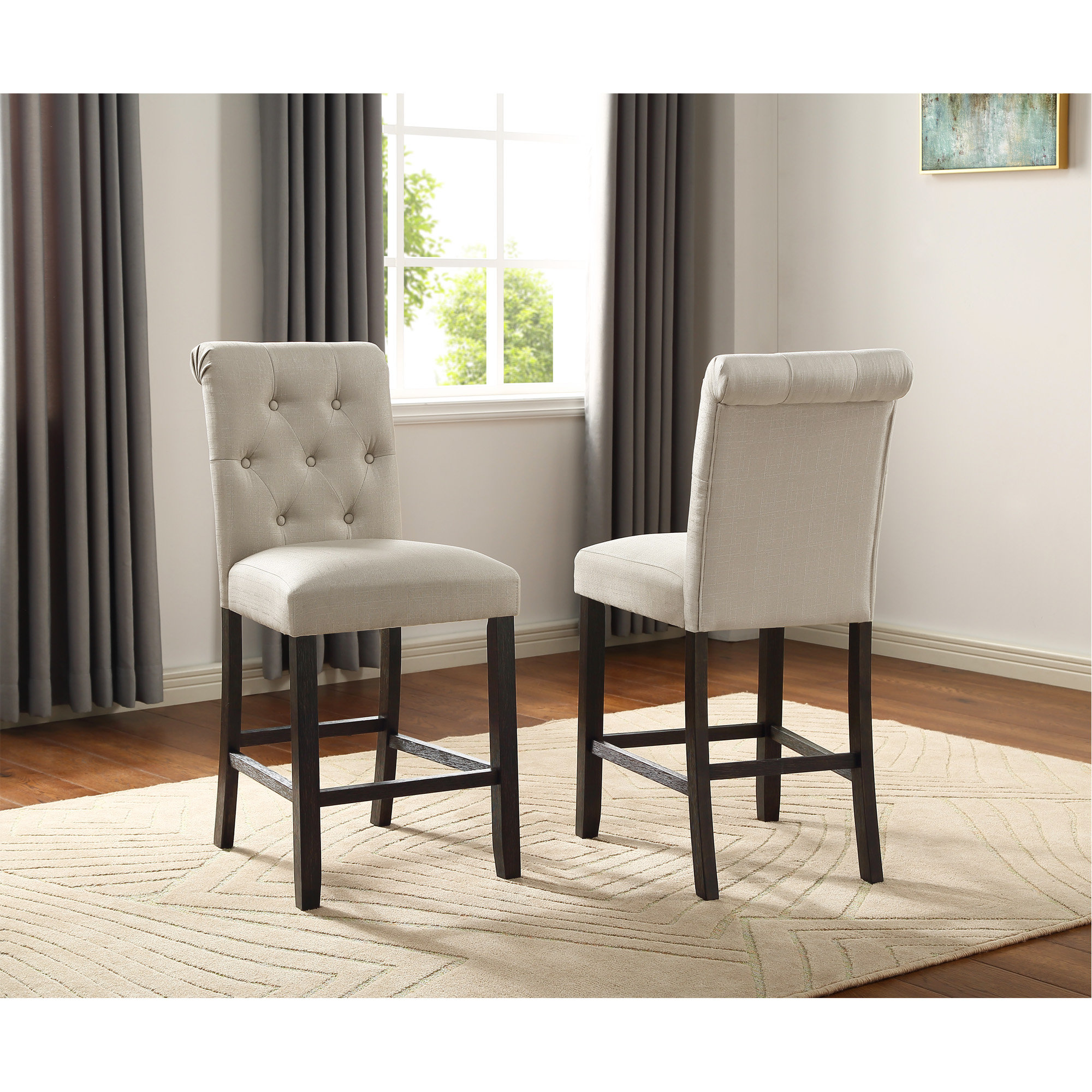 Lark Manor™ Solid Wood Tufted Counter Height Stool For Stylish Living ...