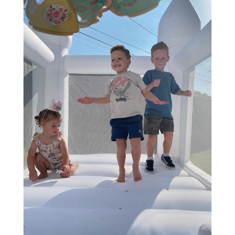 Connsann 9' x 9' Oxford White Bounce House with Slide and Air Blower ...