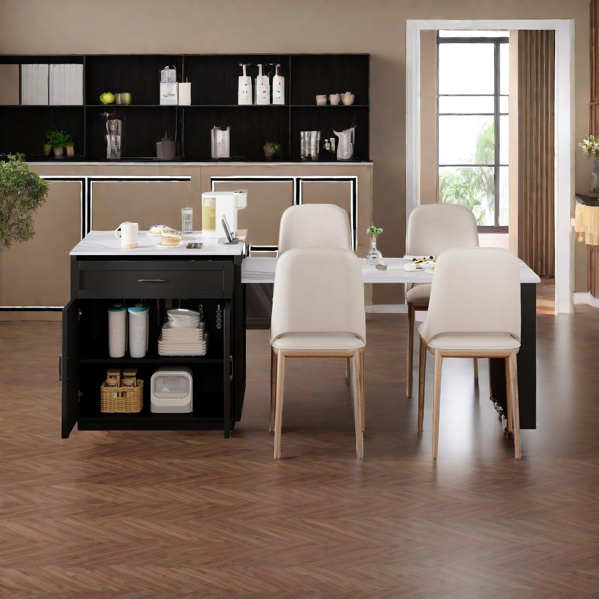 Latitude Run® Kitchen Island with Extendable Dining Table & Reviews ...