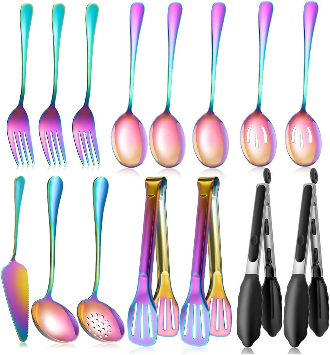 Orren Ellis 15-Piece Stainless Steel Serving Utensil Set - Versatile ...