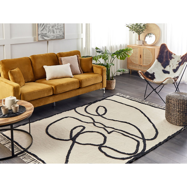 Metro Lane Ajournee Abstract Machine Woven Machine Tufted Beige/Black ...