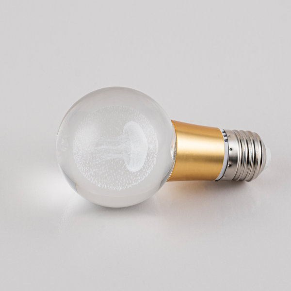 E Spherical LED Solid Crystal-Style Glass Bulb, 3000K Warm White, E26 ...