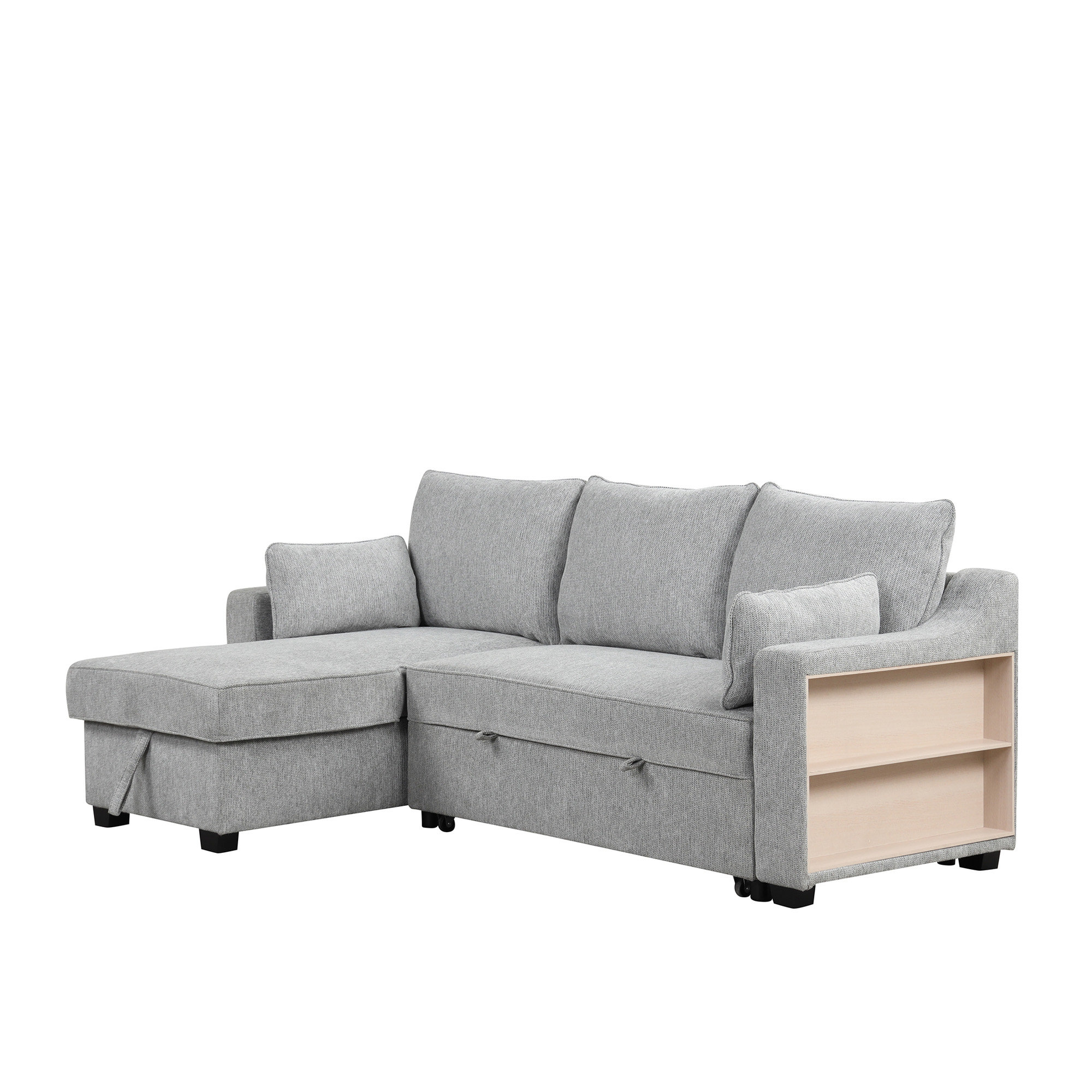 Latitude Run® 90" Pull Out Sleeper Sofa L-Shaped Couch Convertible Sofa ...