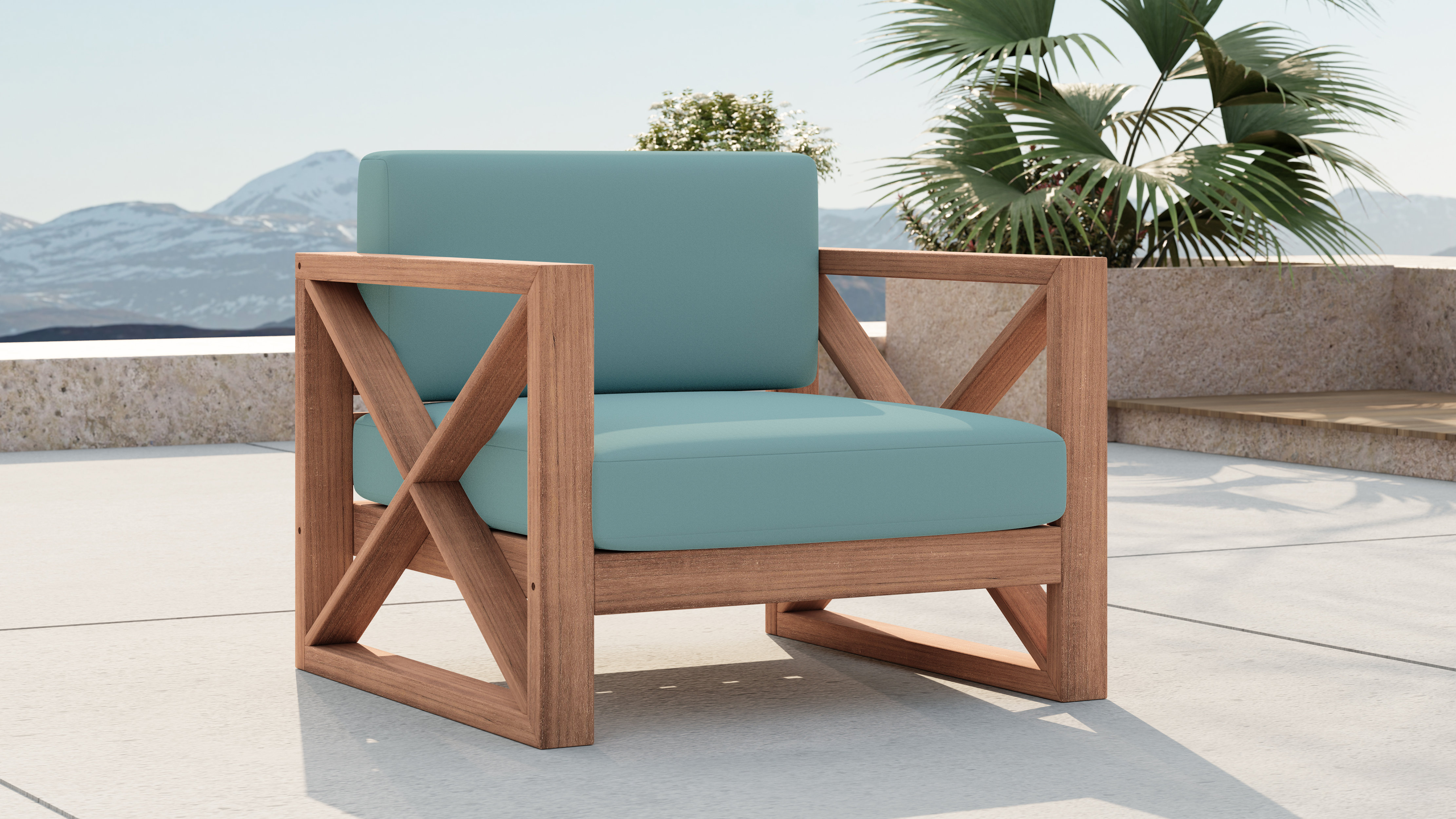 Gracie Oaks Hamno Teak Patio Chair with Cushions | Wayfair