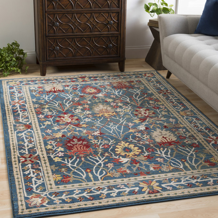 Bungalow Rose Hasrat Performance Navy/Khaki Rug & Reviews | Wayfair