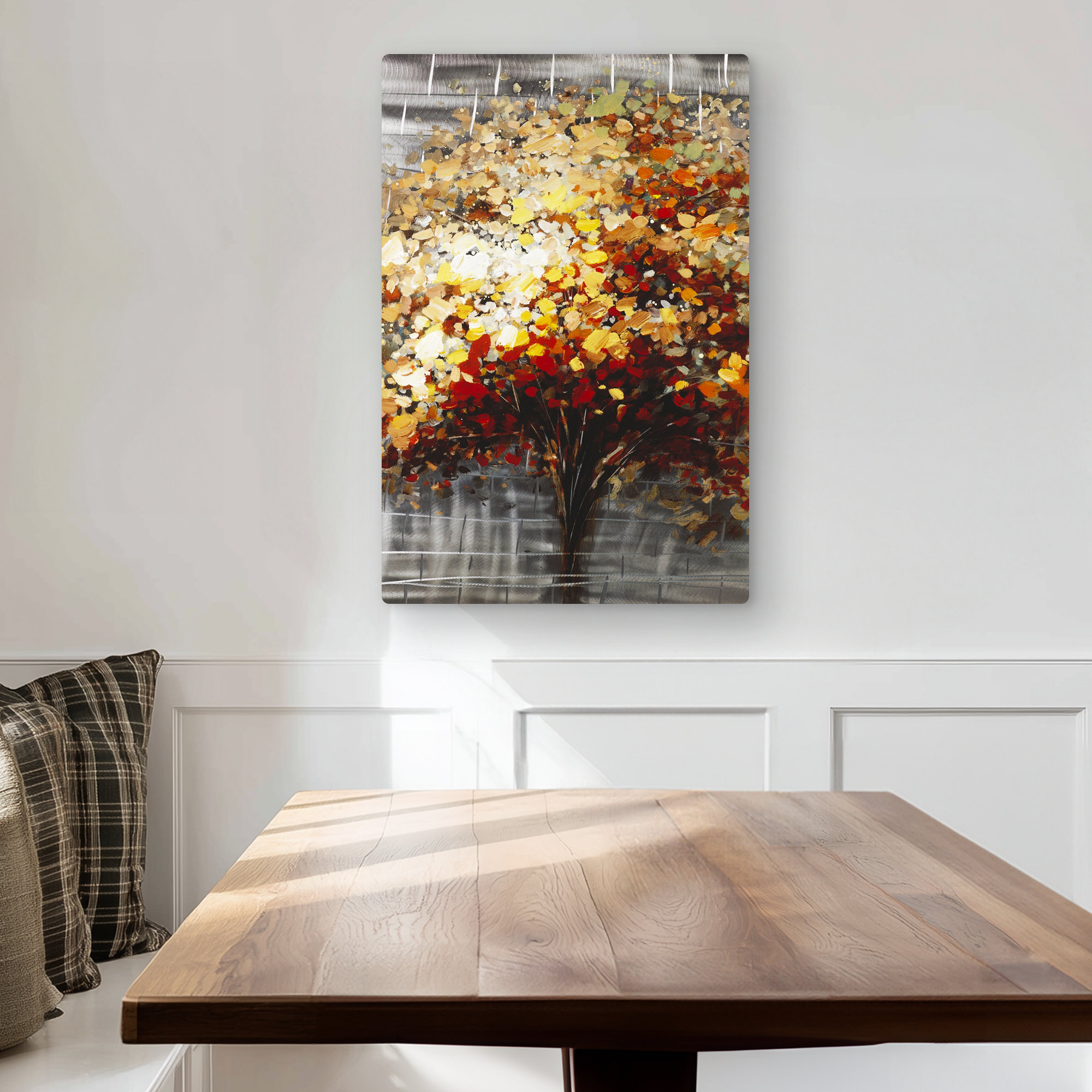 Lark Manor™ Abstract Tree by Fall - Contemporary Beige Metal Print ...