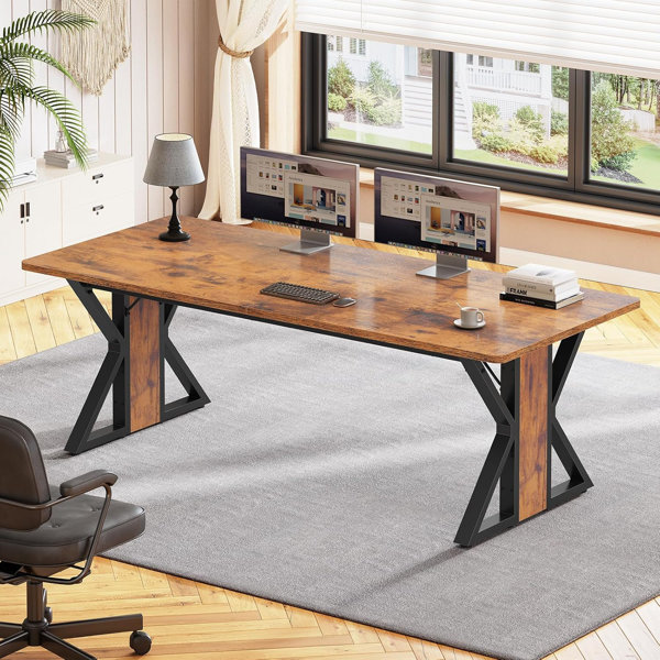 17 Stories Executive Desk, Large Computer Office Desk Workstation ...