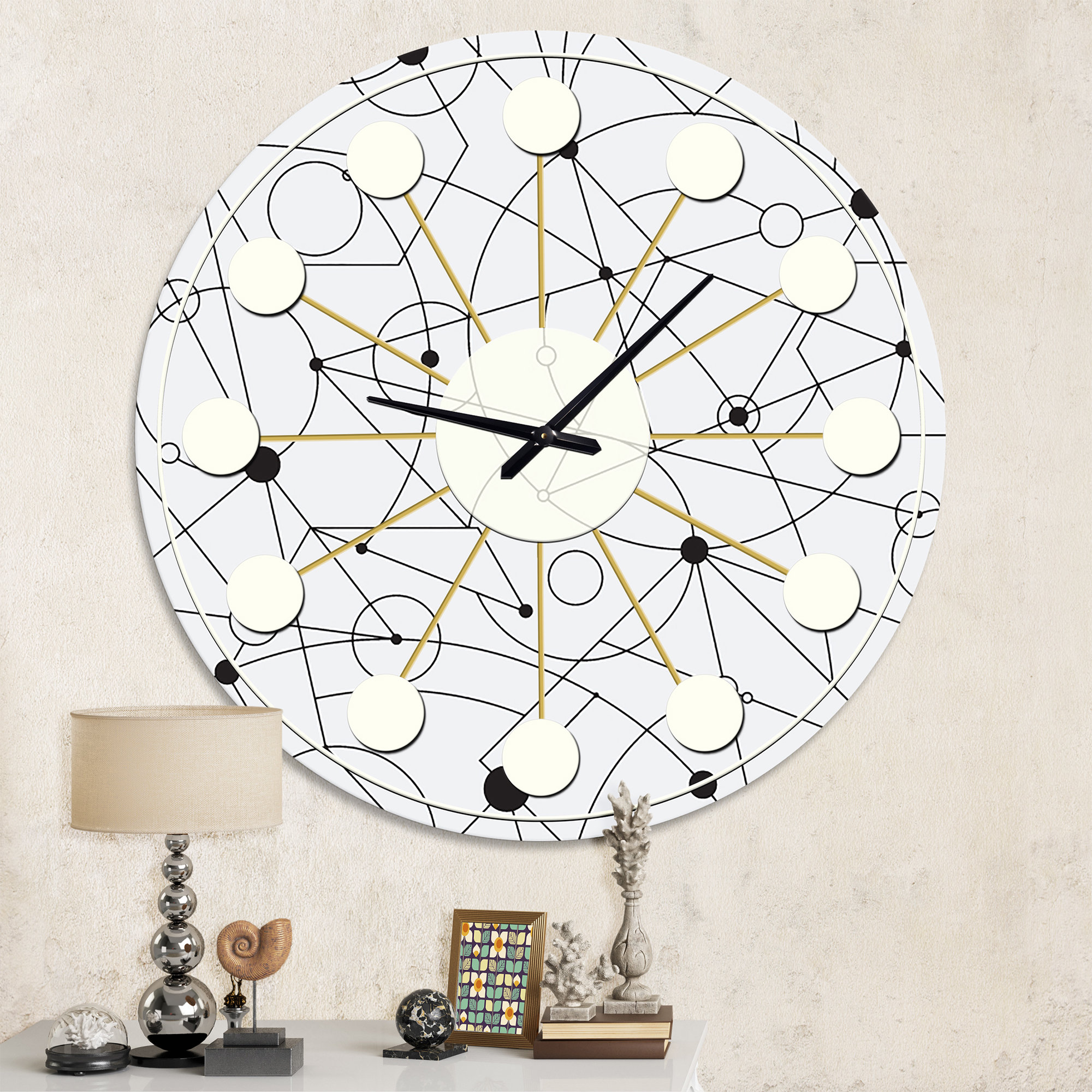 East Urban Home Retro Geometric Grid III - Mid-Century Modern wall ...