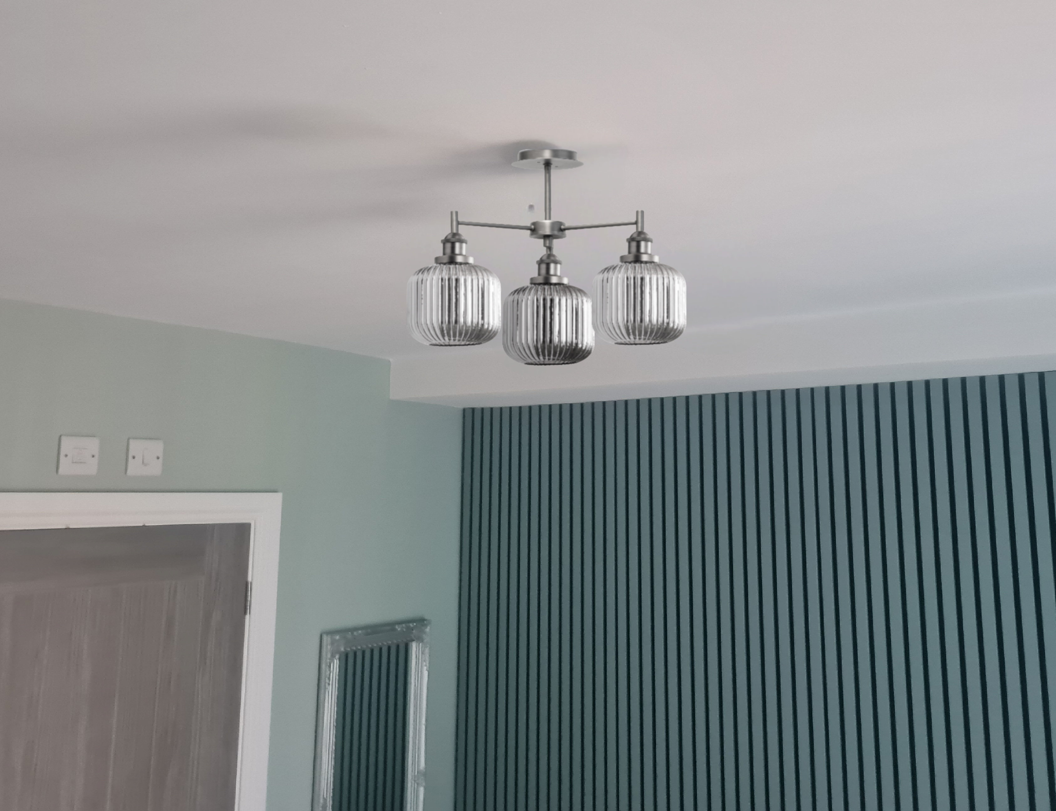 Fairmont Park Echo 3 Light Semi Flush with Smoked Ribbed Glass | Wayfair.co.uk