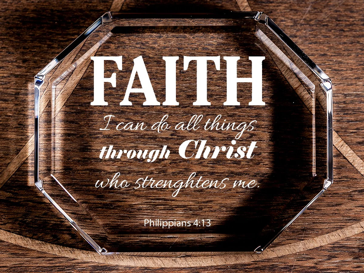 Trinx Joeli Philippians 4:13 Faith Octagonal Crystal Paperweight ...