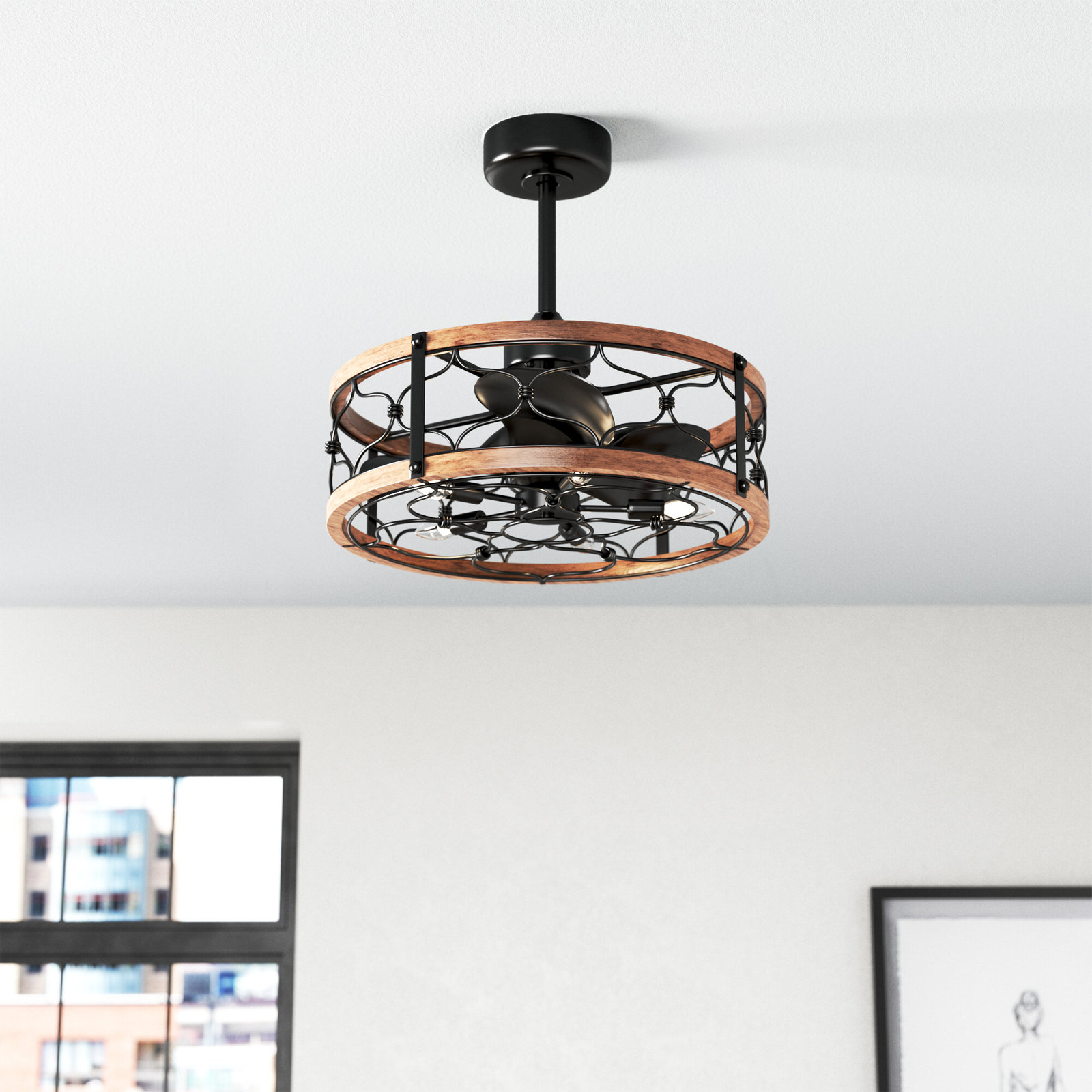 Lark Manor 24" Showstead 3 - Blade Chandelier Ceiling Fan with Remote ...
