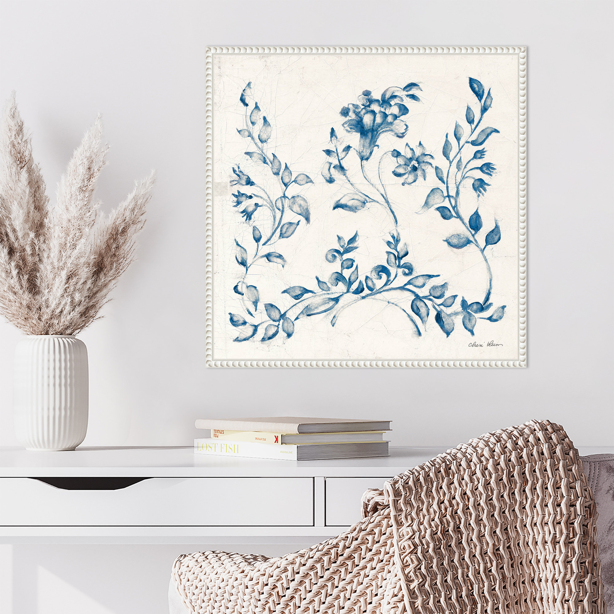 Lark Manor™ Swedish Tile IV Blue by Cheri Blum Framed Canvas Wall Art ...