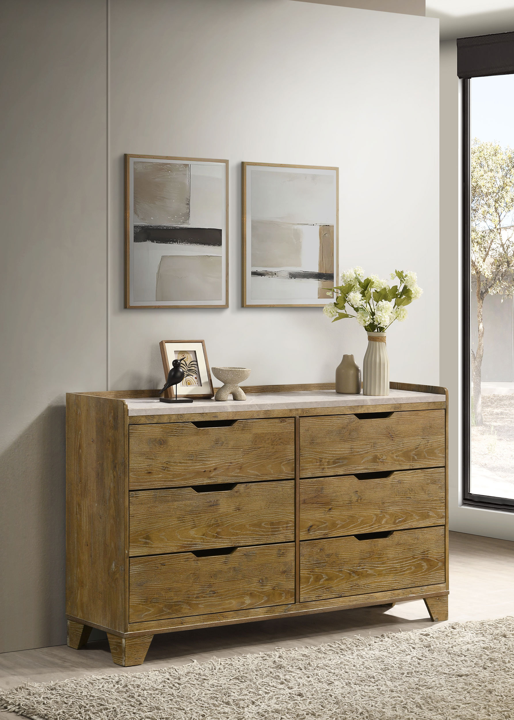Hokku Designs Henderson 6-drawer Bedroom Dresser Cabinet Medium Oak ...