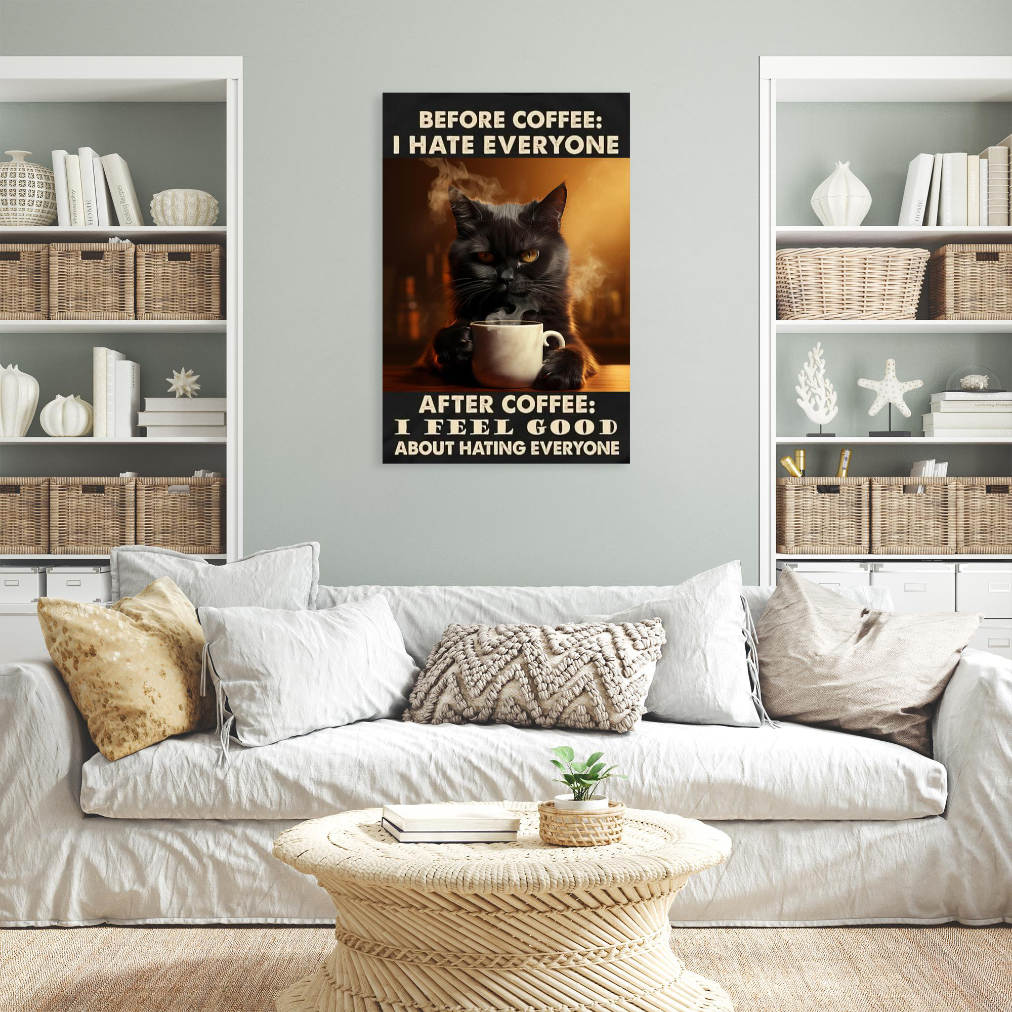 Trinx Black Cat Before Coffee 1 - 1 Piece Rectangle Grap Black Cat ...