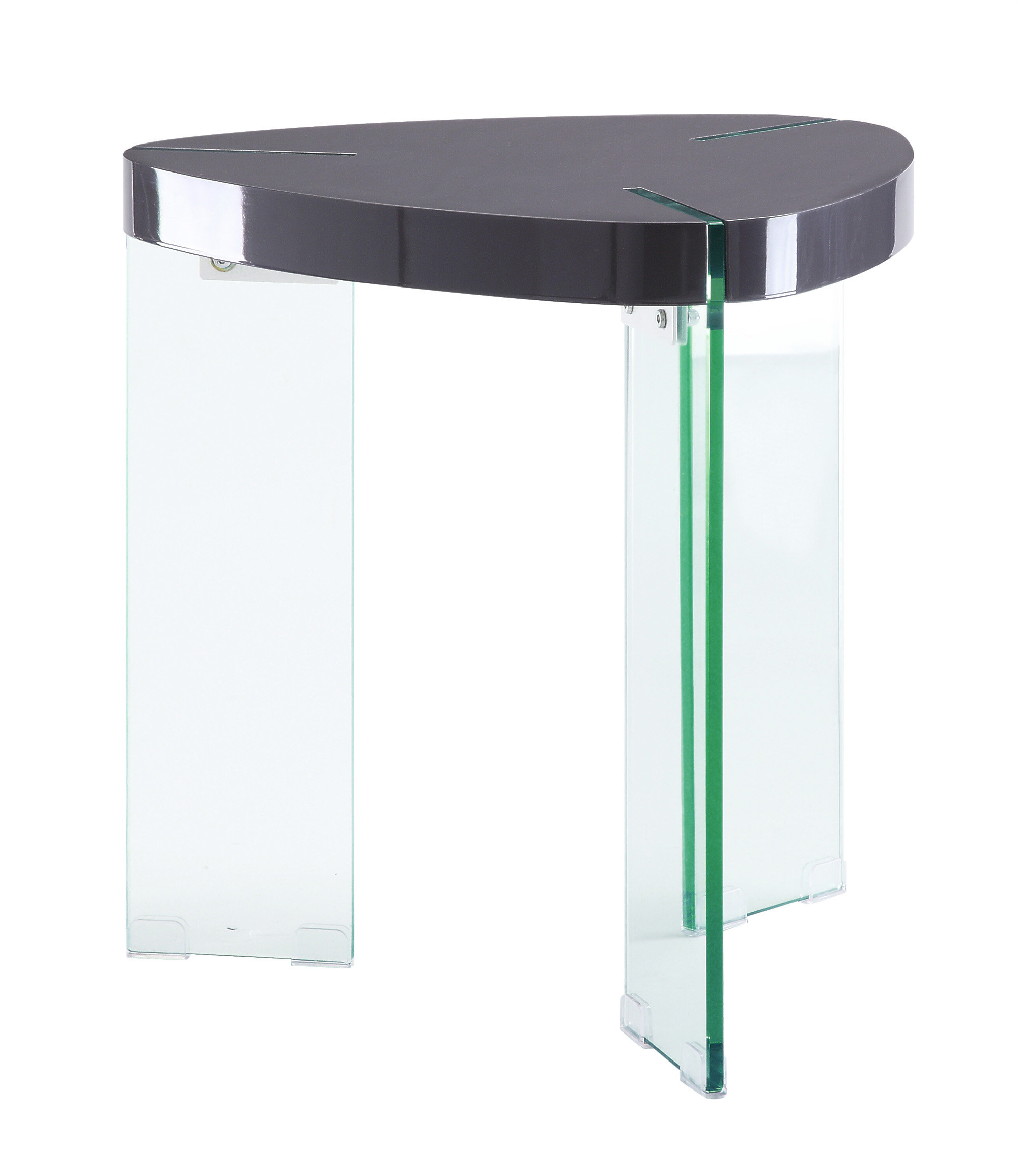 Ivy Bronx Timathy Clear Glass Gray High Gloss Finish End Table | Wayfair