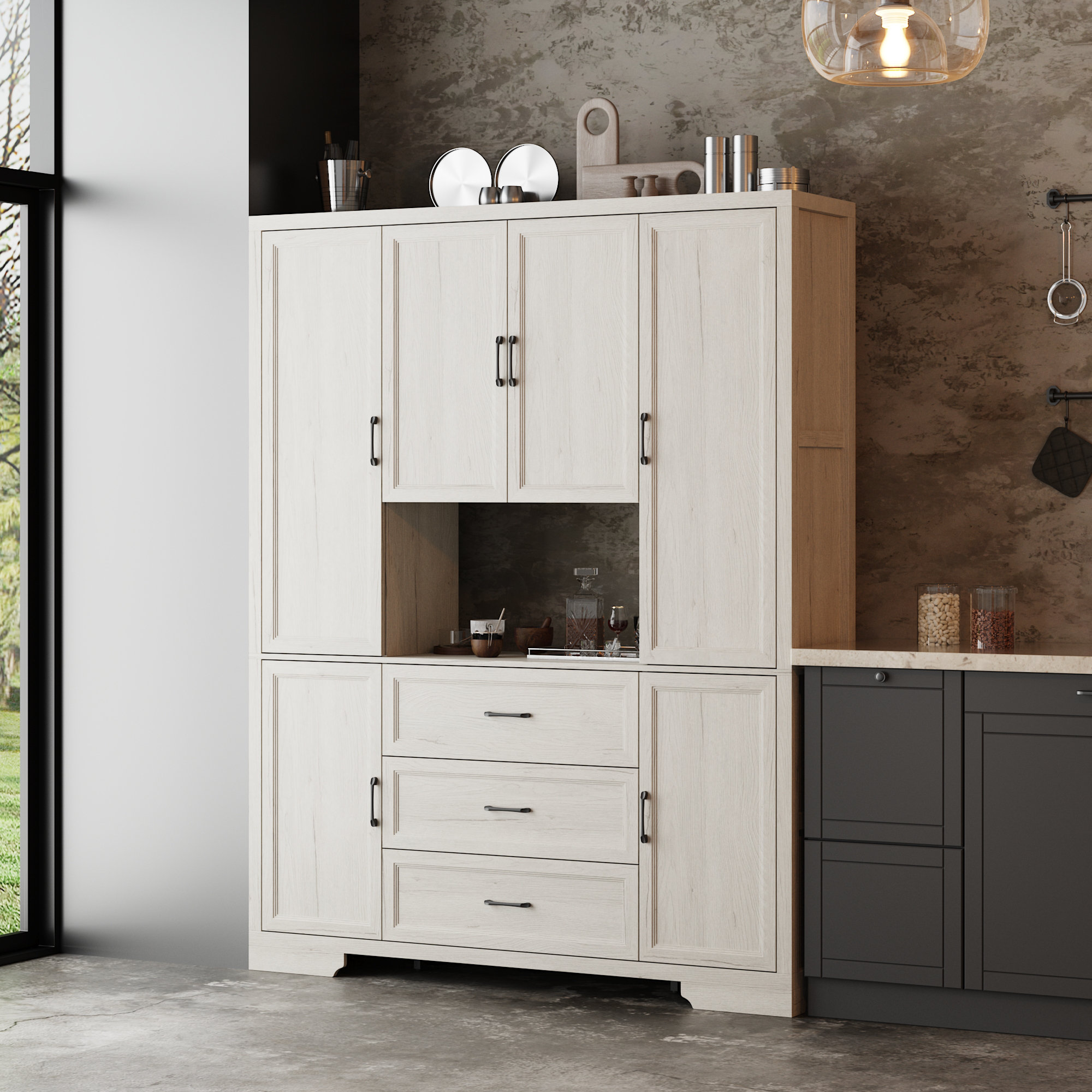 Lark Manor™ 78.7"H Kitchen Pantry Cabinet, Kitchen Hutch Sideboard ...